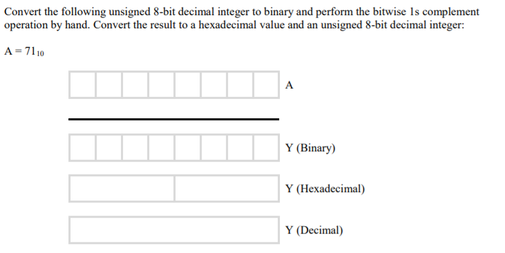 Solved Convert the following unsigned 8-bit decimal integer | Chegg.com