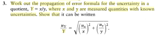Solved 3. Work out the propagation of error formula for the | Chegg.com