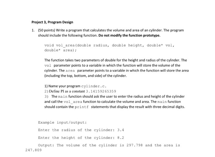 Solved 1. Write a program that calculates the area and | Chegg.com