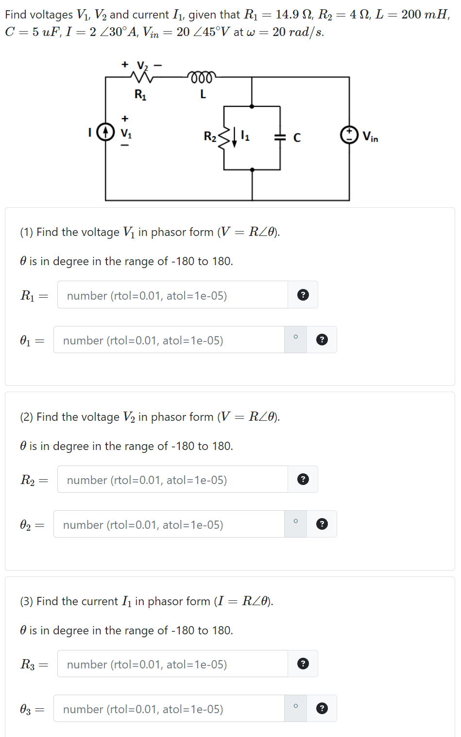 Solved Find voltages V1,V2 and current I1, given that | Chegg.com