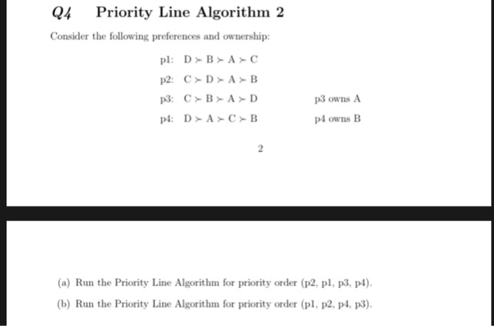 Solved Q4 Priority Line Algorithm 2 Consider the following | Chegg.com