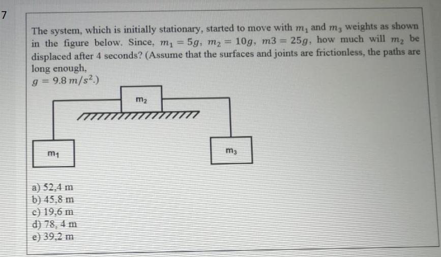 Solved 7 The system, which is initially stationary, started | Chegg.com