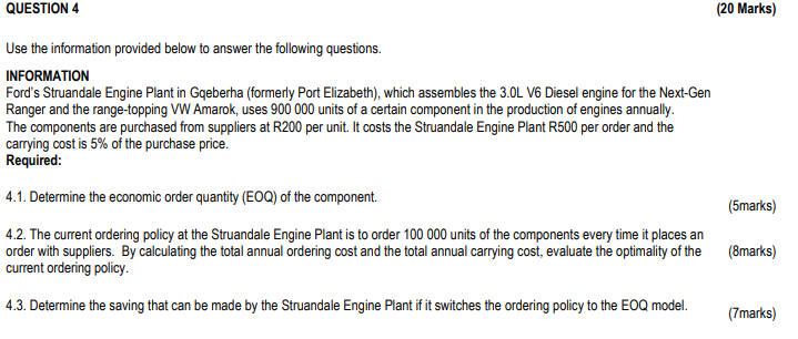 Solved Use the information provided below to answer the | Chegg.com