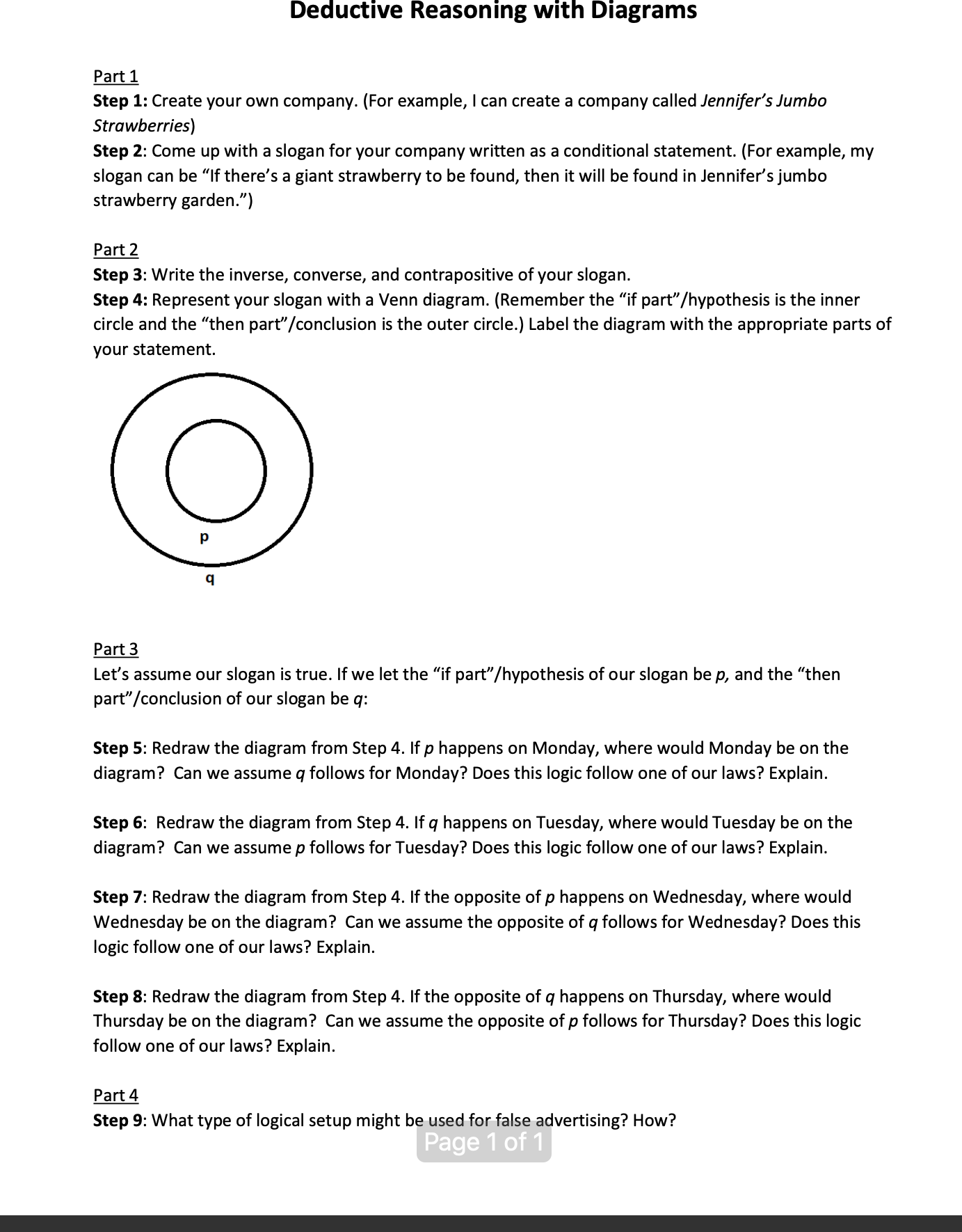 Deductive Reasoning with Diagrams Part 1 Step 1: | Chegg.com
