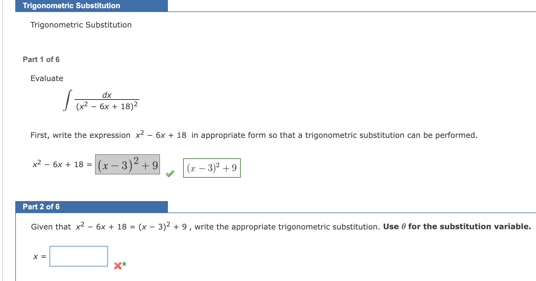 Solved Trigonometric Substitution Trigonometric Substitution | Chegg.com