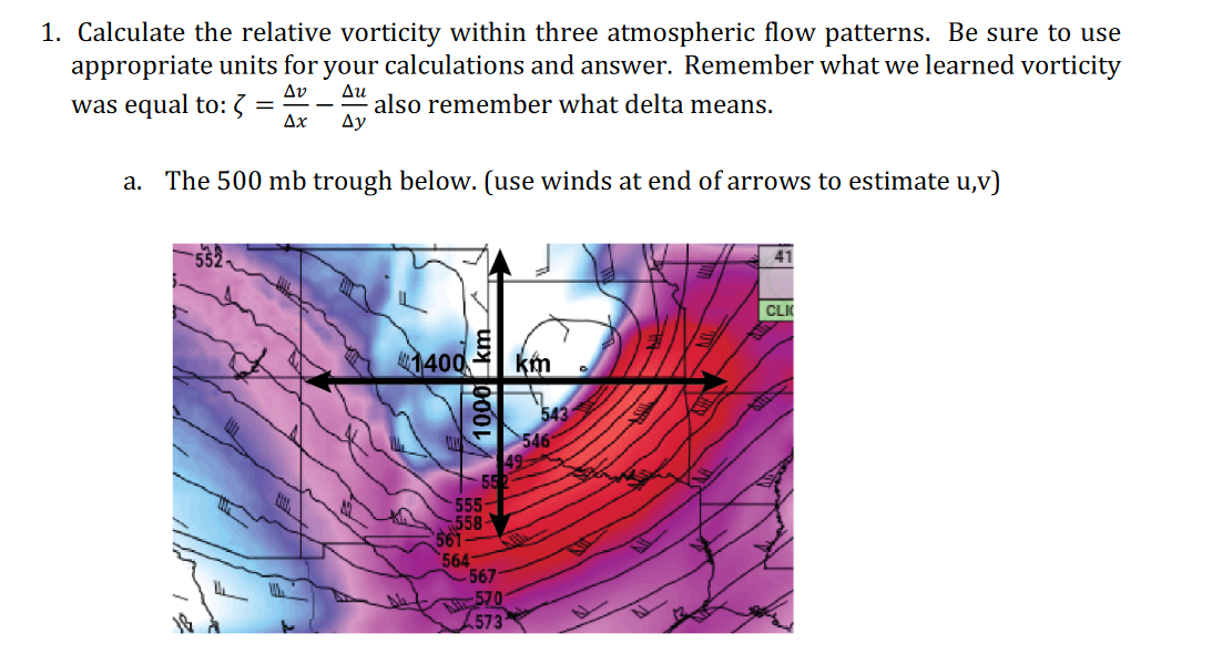 Solved 1. Calculate the relative vorticity within three | Chegg.com
