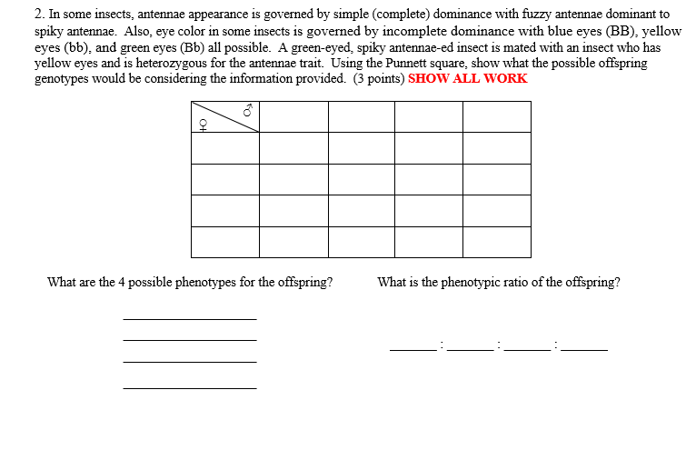 Solved 2. In some insects, antennae appearance is governed | Chegg.com