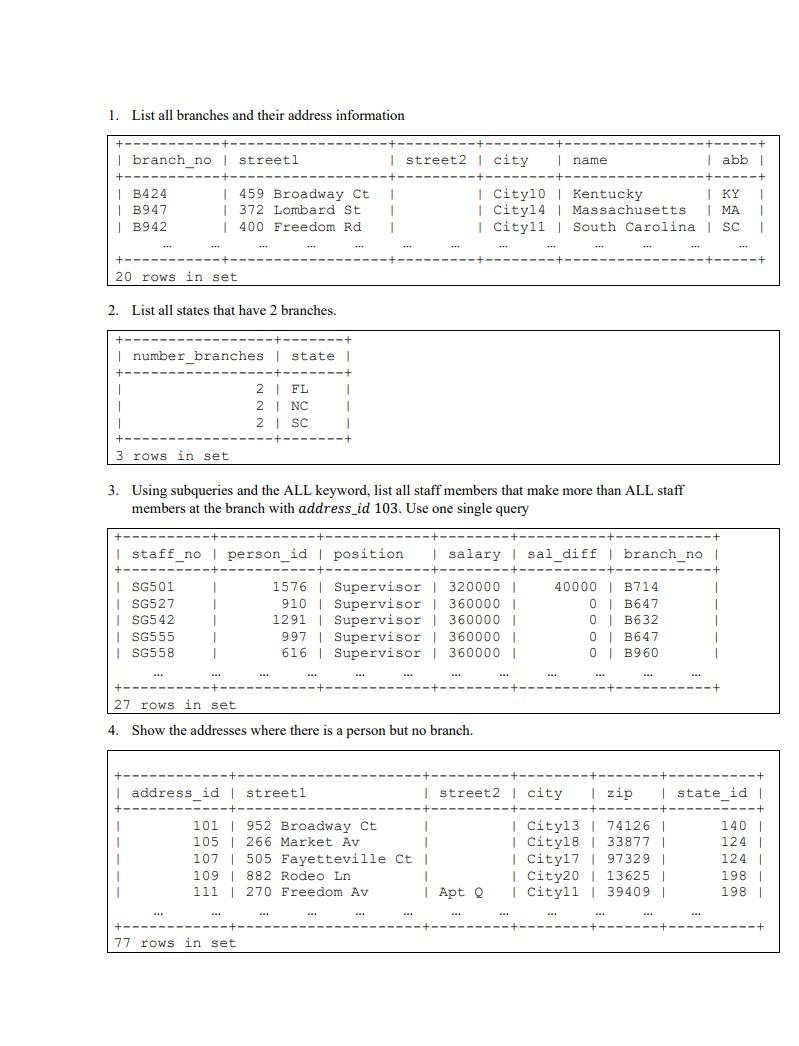 Solved I am using MYSQL, I need help with questions 1, 2 & | Chegg.com