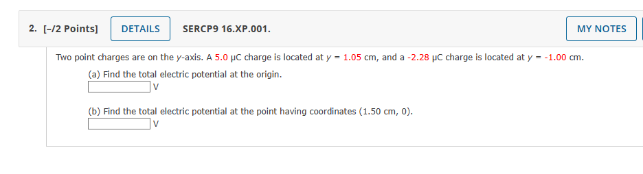 Solved Two point charges are on the y-axis. A 5.0μC charge | Chegg.com