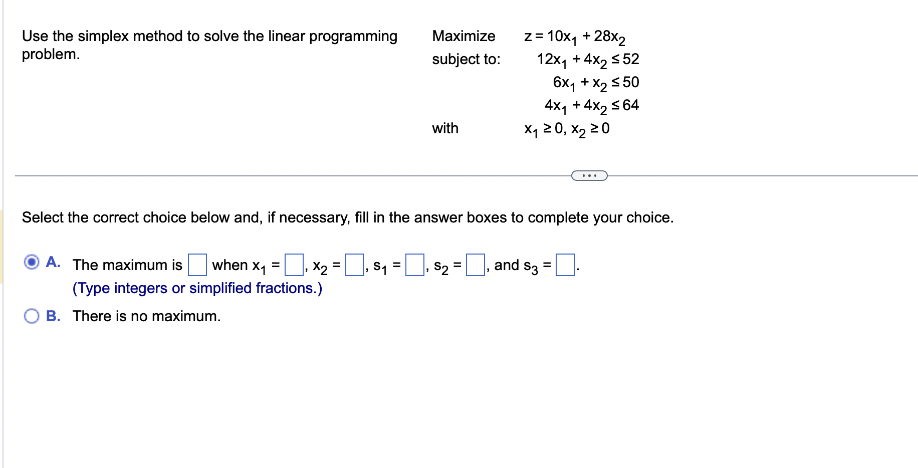 Use the simplex method to solve the linear | Chegg.com