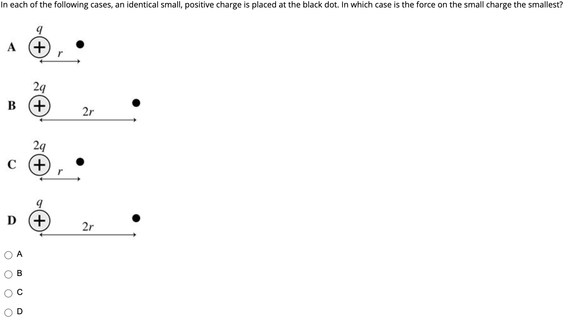 Solved In each of the following cases, an identical small, | Chegg.com
