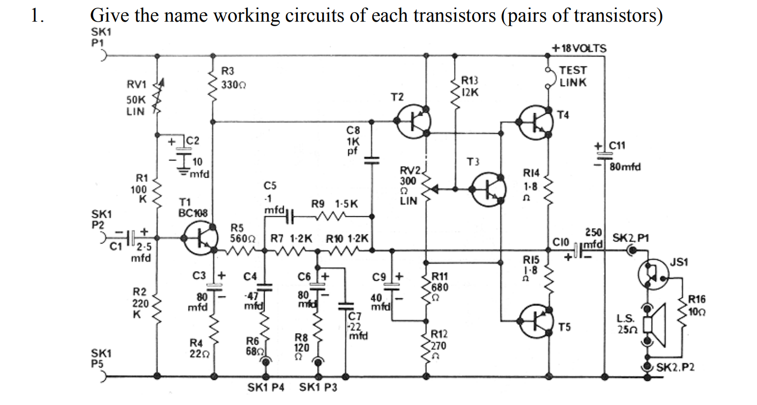 Solved Give the name working circuits of each transistors | Chegg.com