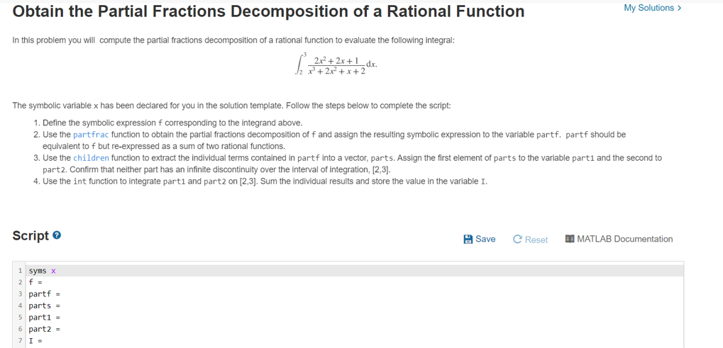 Solved My Solutions > Obtain the Partial Fractions | Chegg.com