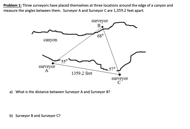 Solved Problem 1: Three surveyors have placed themselves at | Chegg.com