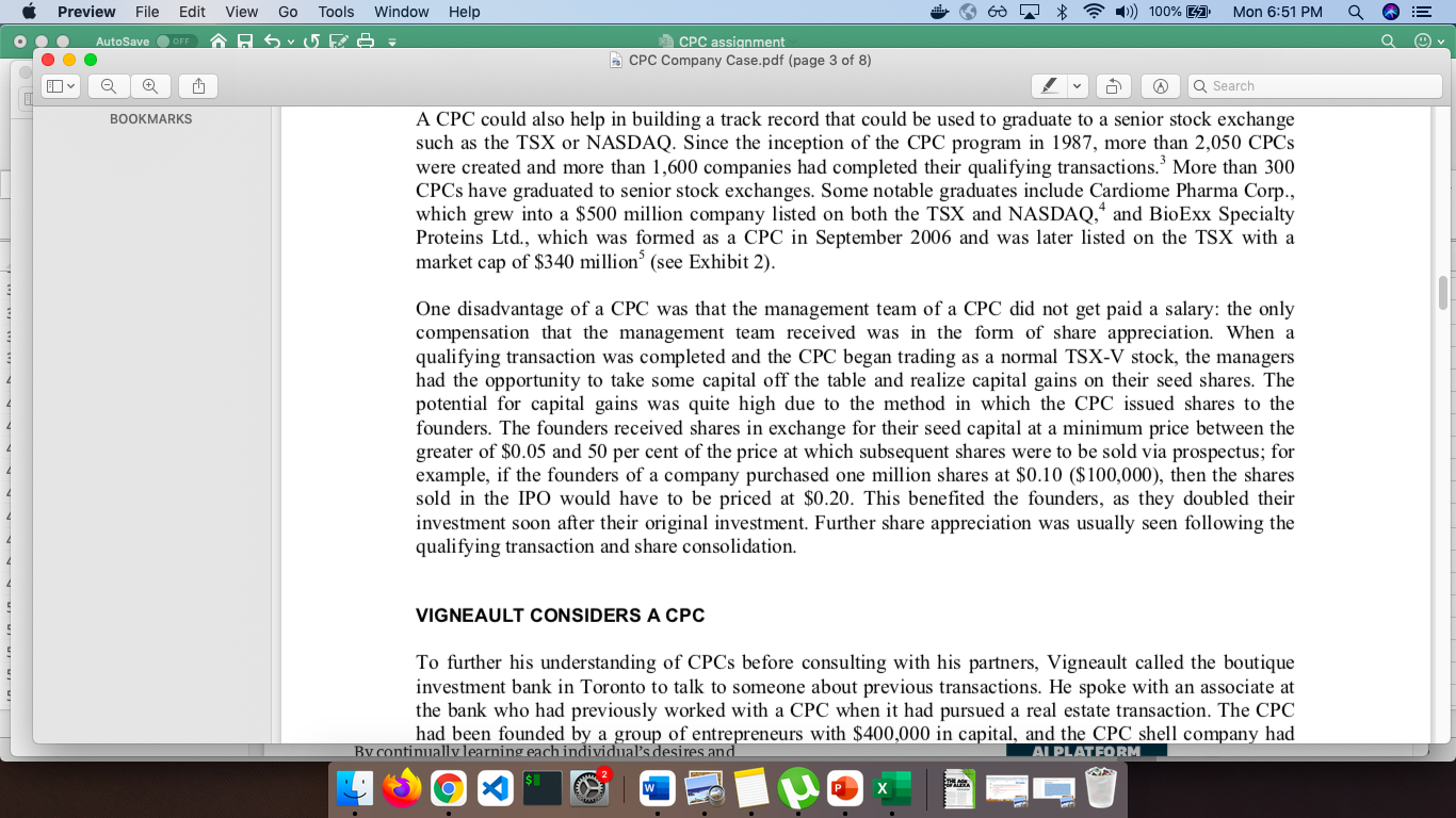 JOSEPH VIGNEAULT & THE CAPITAL POOL COMPANY | Chegg.com