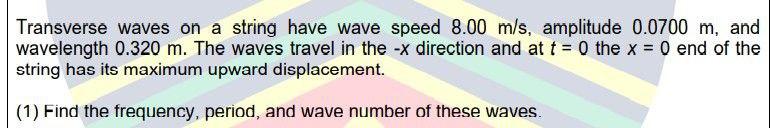 Solved Transverse waves on a string have wave speed 8.00 | Chegg.com