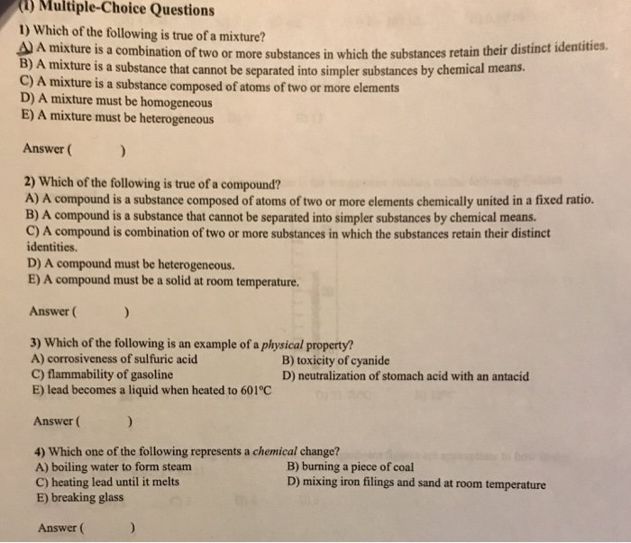 Solved (l) Multiple-Choice Questions 1) Which of the | Chegg.com
