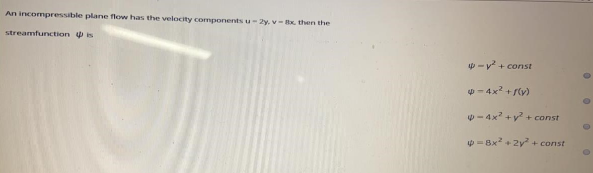 Solved An incompressible plane flow has the velocity | Chegg.com