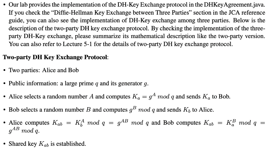 - Our lab provides the implementation of the DH-Key | Chegg.com