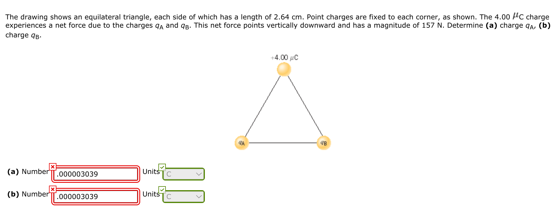 Solved The drawing shows an equilateral triangle, each side | Chegg.com