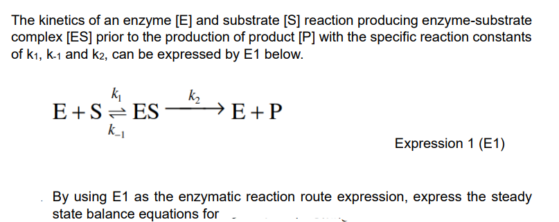 Solved The Kinetics Of An Enzyme [e] And Substrate [s]