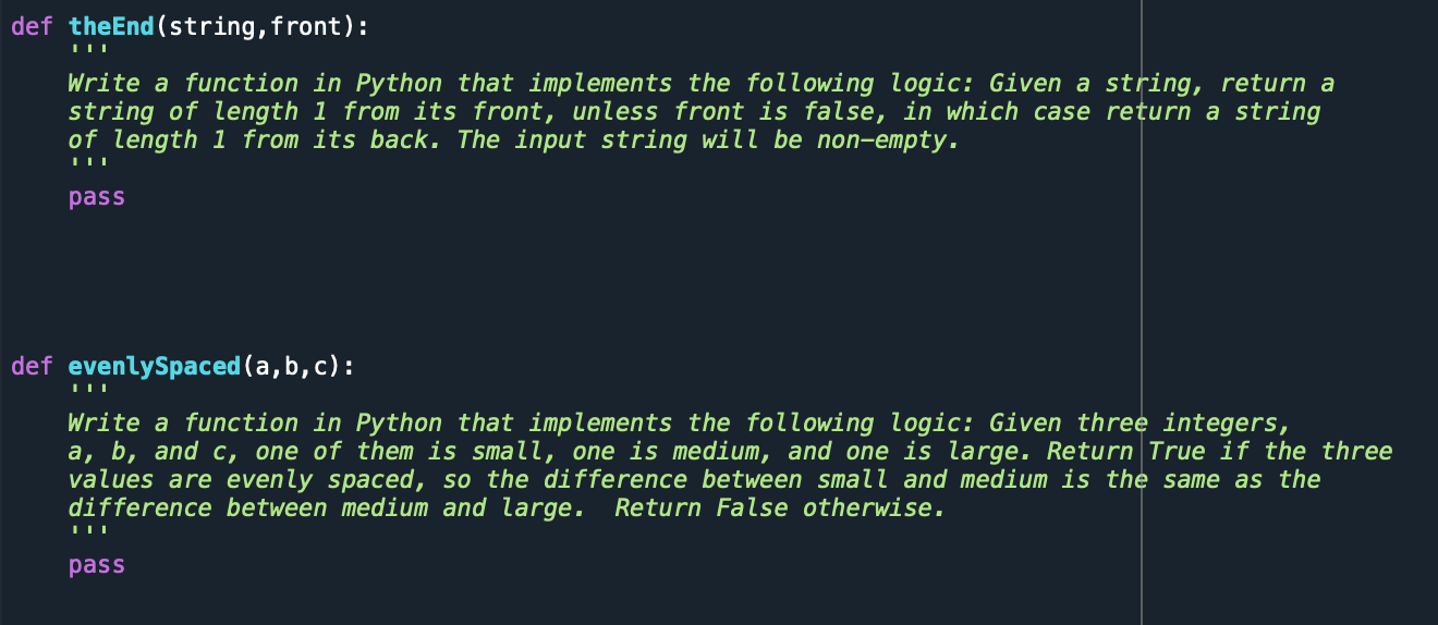 Solved def theEnd (string, front): Write a function in | Chegg.com