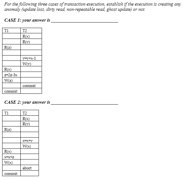 Solved For the following three cases of transaction | Chegg.com