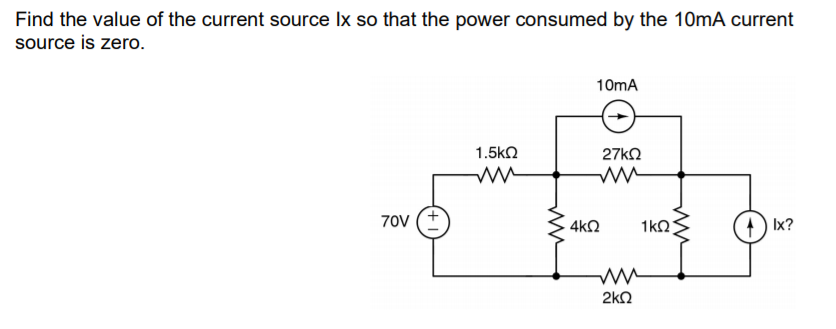 Solved Find the value of the current source Ix so that the | Chegg.com