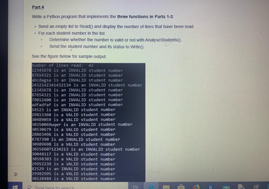 Part 1 Write a function, Analyse Students(), which | Chegg.com