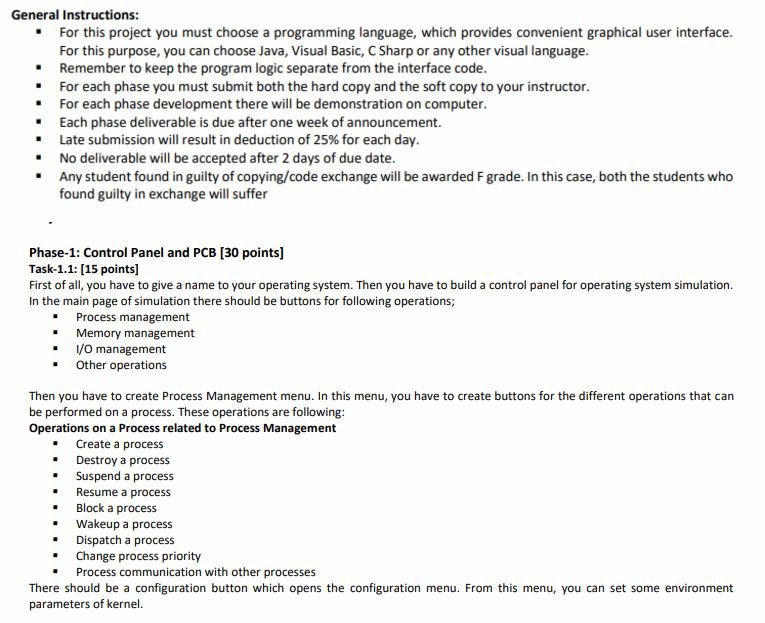Solved General Instructions: For this project you must | Chegg.com