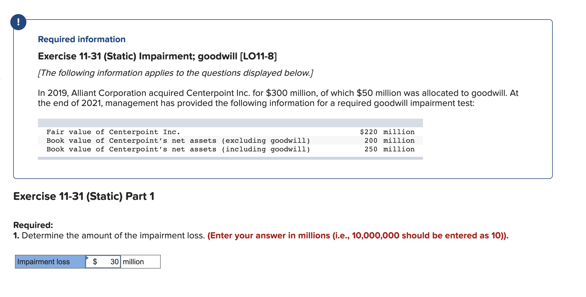 Solved Required information Exercise 11-31 (Static) | Chegg.com