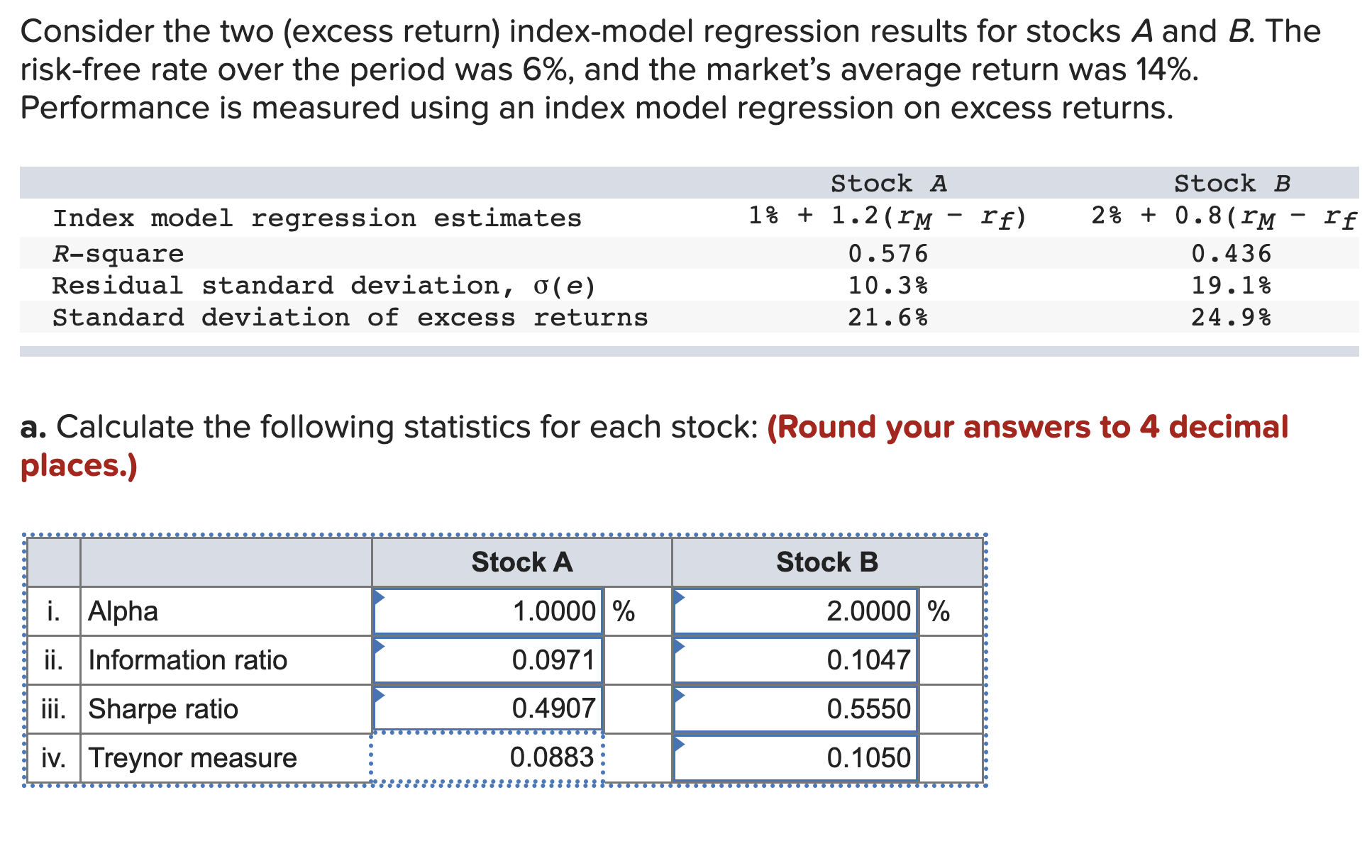 Solved Consider the two (excess return) index-model | Chegg.com