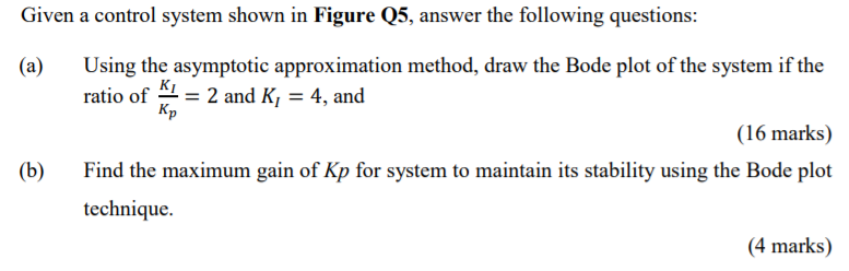 Solved Given a control system shown in Figure Q5, answer the | Chegg.com