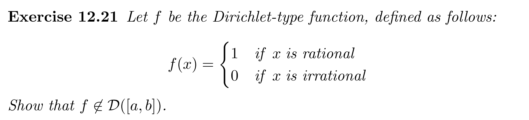 Solved Exercise 12.21 Let f be the Dirichlet-type function, | Chegg.com