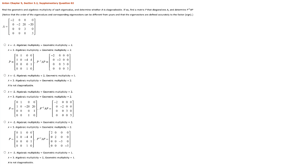 Solved Anton Chapter 5, Section 5.2, Question 15b Let A be a | Chegg.com