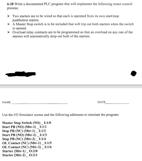 Solved 6-28 Write a documented PLC program that will | Chegg.com