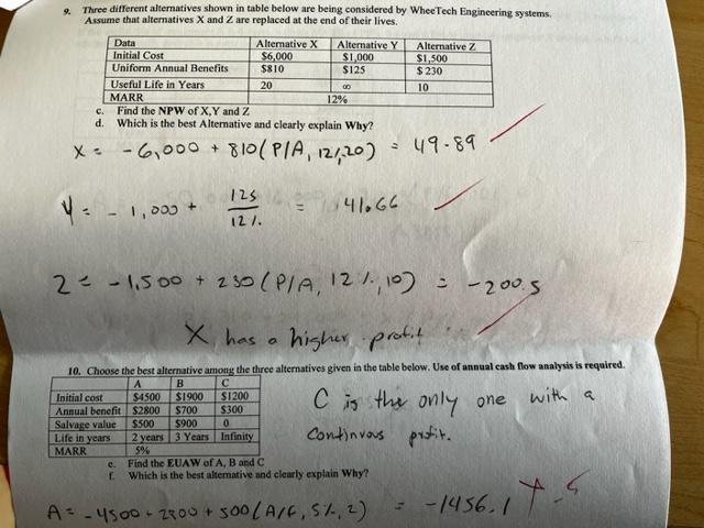 Solved 9. Three different alternatives shown in table below | Chegg.com