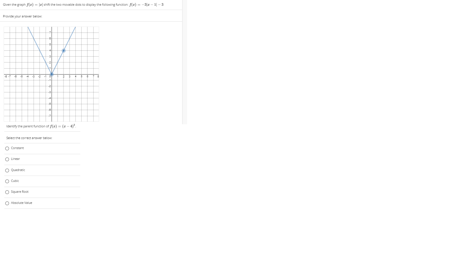 Solved Given the graph f(1) = 2| shift the two movable dots | Chegg.com
