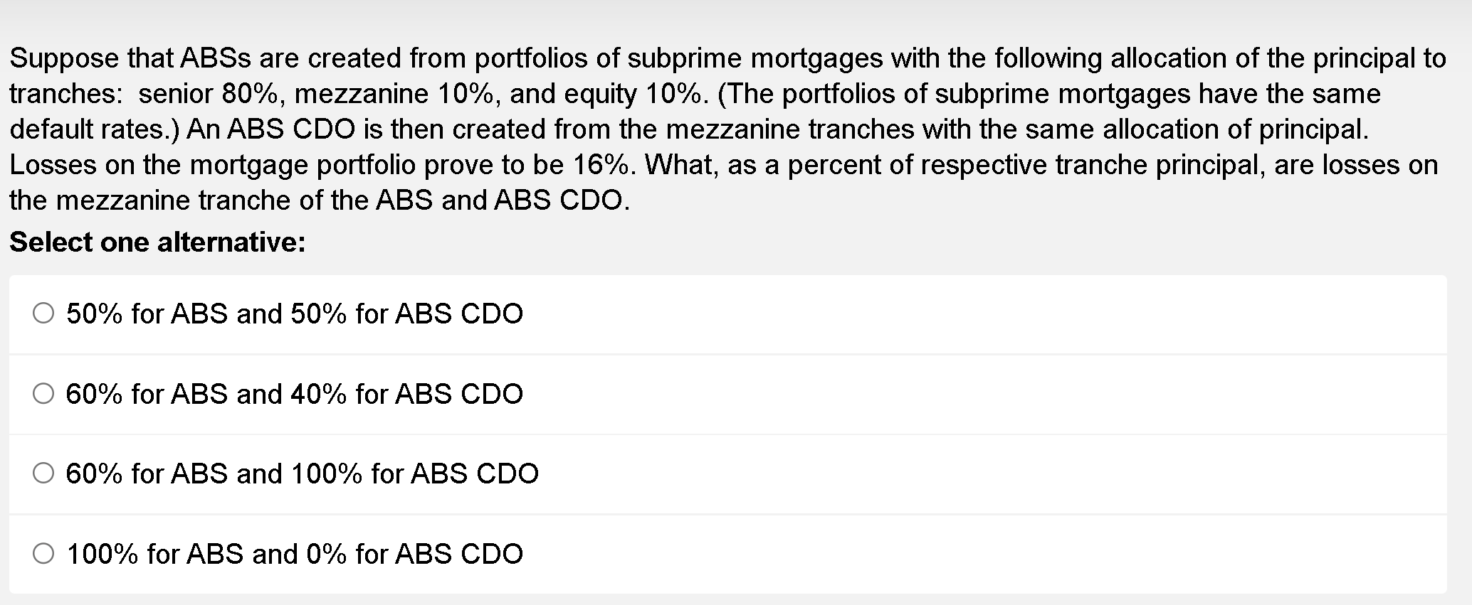 Solved Suppose that ABSs are created from portfolios of | Chegg.com