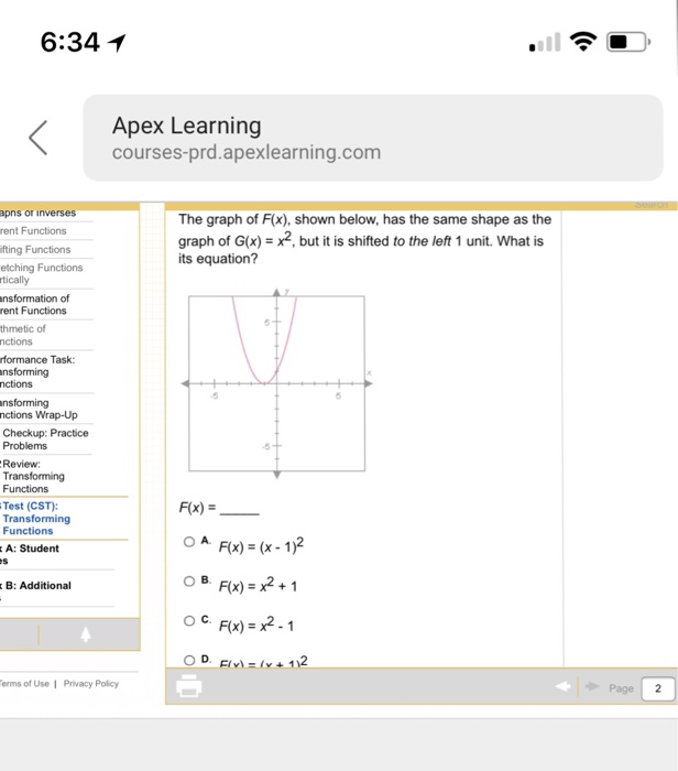 Solved 6:34 Apex Learning courses-prd.apexlearning.com apns | Chegg.com