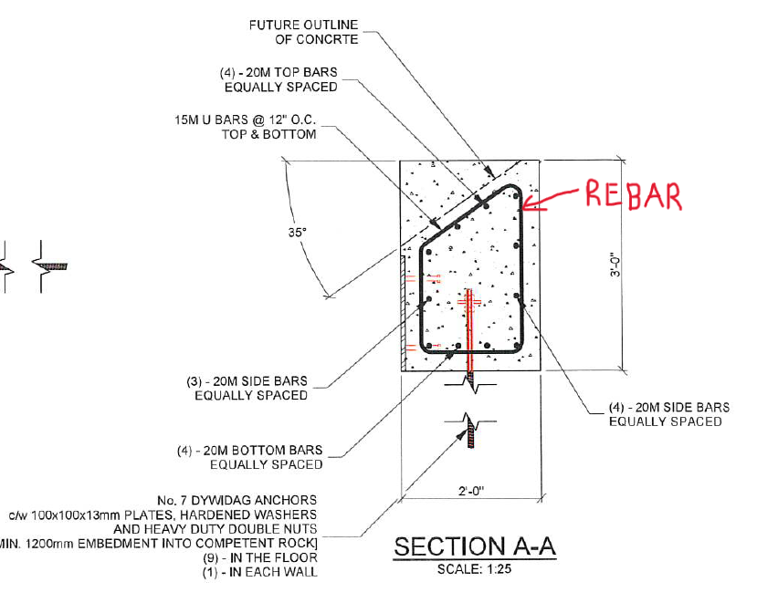 Solved What is the angle of the bent rebar and length of the | Chegg.com