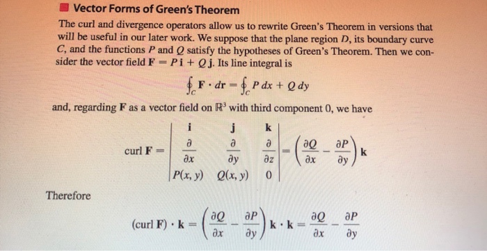 Solved Vector Forms of Green's Theorem The curl and | Chegg.com
