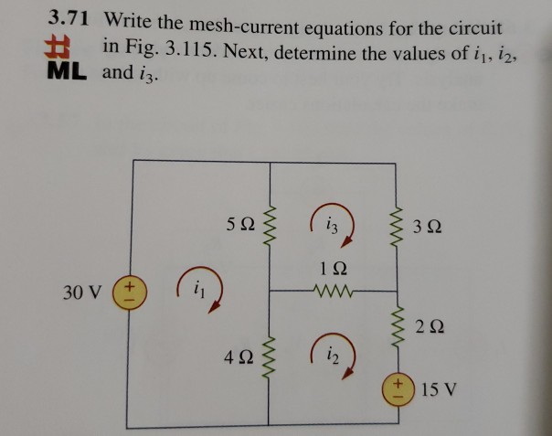 Solved 3.71 Write the mesh-current equations for the circuit | Chegg.com