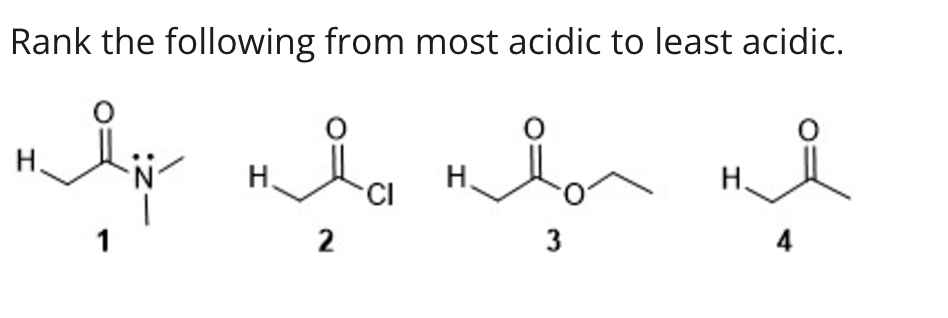 Solved Rank the following from most acidic to least | Chegg.com