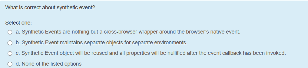 Solved What Is Correct About Synthetic Eventselect One A