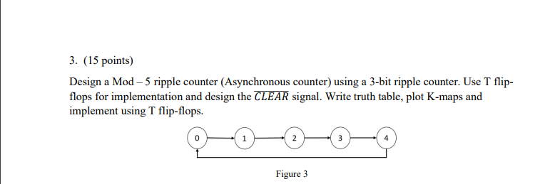 Solved 3. (15 points) Design a Mod – 5 ripple counter | Chegg.com
