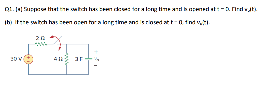 Solved Q1. (a) Suppose that the switch has been closed for a | Chegg.com
