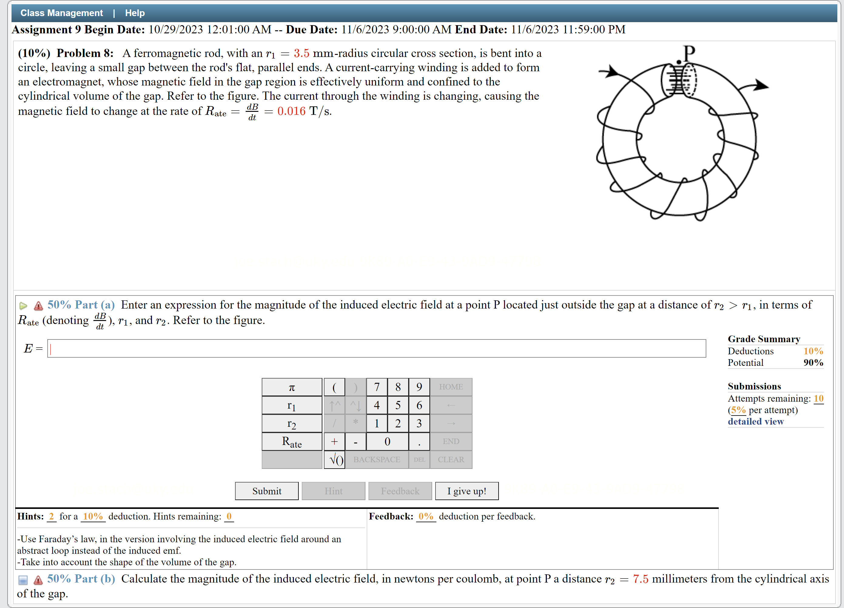 Solved \\n(10%) Problem 8: A ferromagnetic rod, with an | Chegg.com