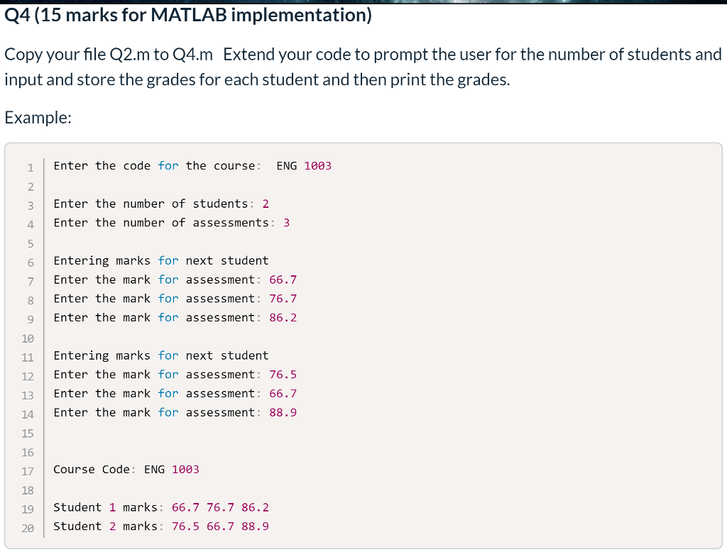 Solved Q4 (15 marks for MATLAB implementation) Copy your | Chegg.com