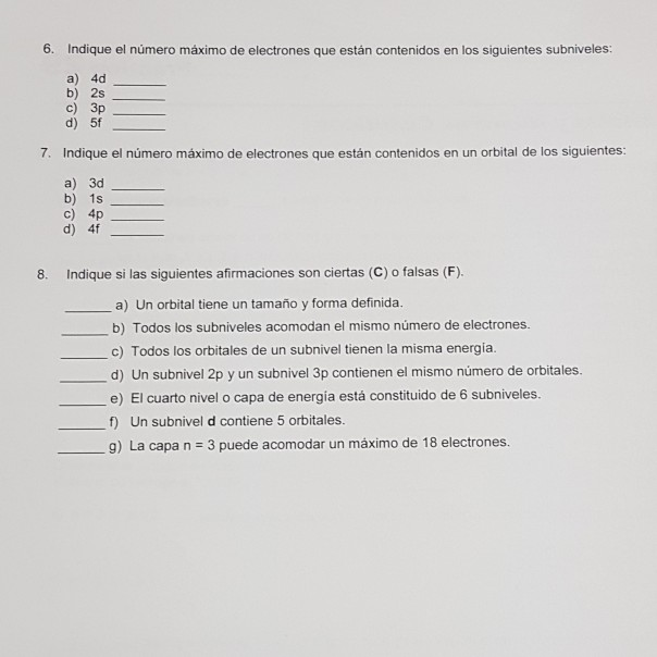 NÃºmero Maximo De Electrones En Un Orbital - Balan